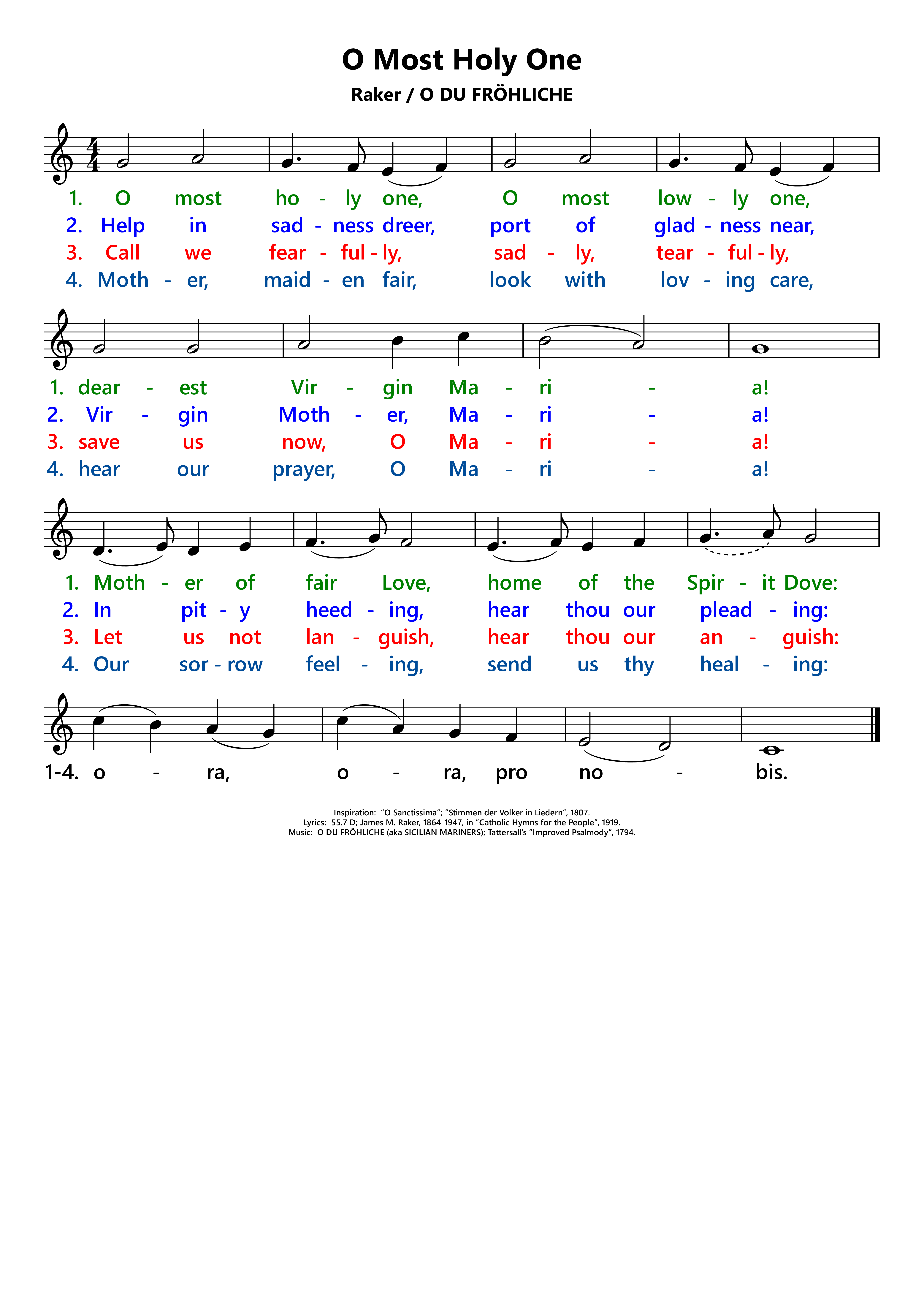 O sanctissima: O Most Holy One [Raker]